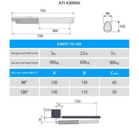 CAME ATI A3000A Swing gate motor 230V