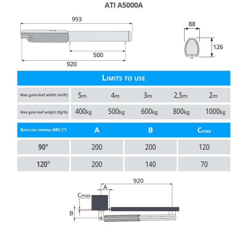 CAME ATI A5000A Swing gate motor 230V